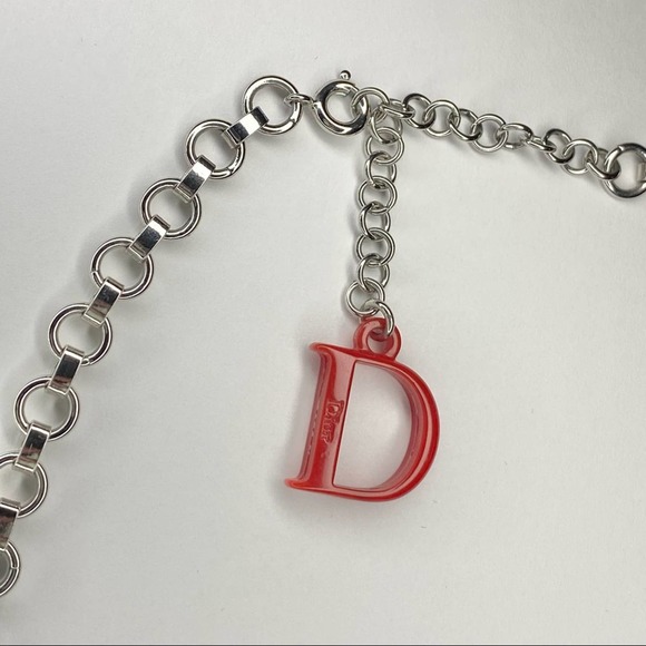 Dior | Jewelry | Vtg Christian Dior Silver Chain Link Red Acrylic Bee ...